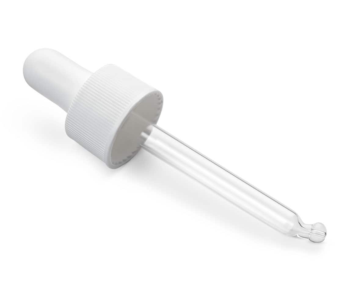 NEW 7×75 Glass Dropper Assembly, 20-410, Bent Ball Tip, White TPE Bulb ...